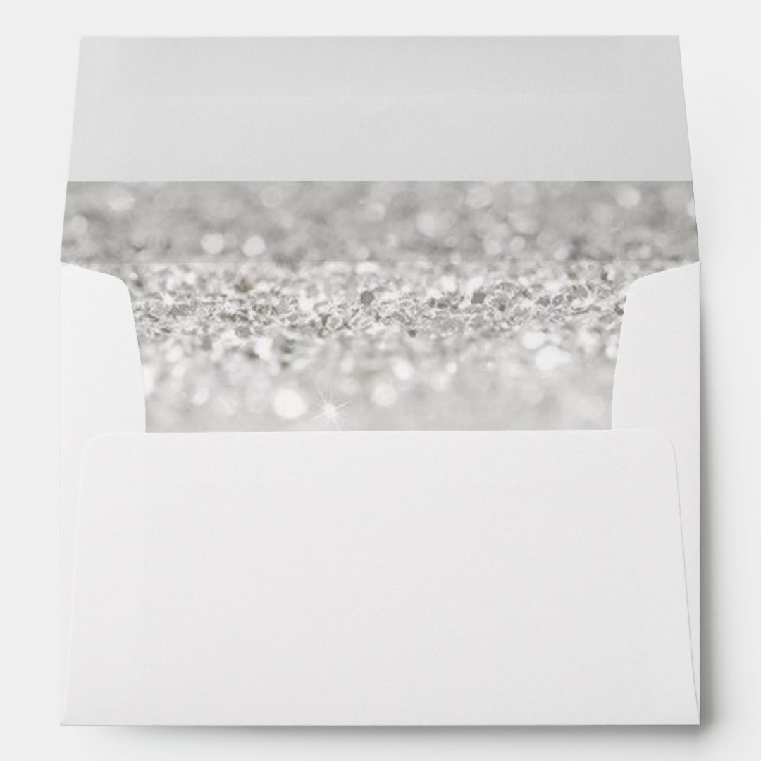 Elegant Wedding Envelope//Silver and White Glitter Envelope | Zazzle