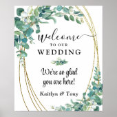 Elegant Wedding Eucalyptus Gold Welcome Sign | Zazzle