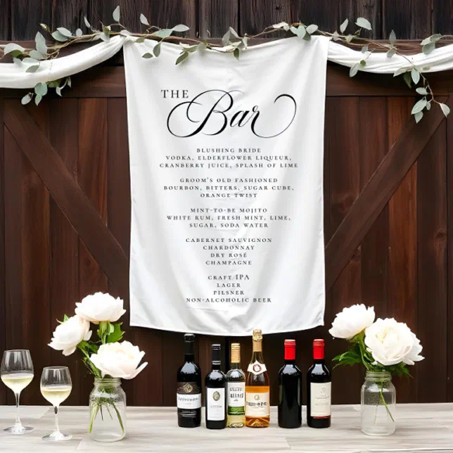 Elegant Wedding Event Bar Cocktail Menu Tapestry | Zazzle