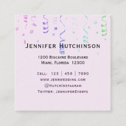 Elegant Wedding Event Planner Square Business Card | Zazzle
