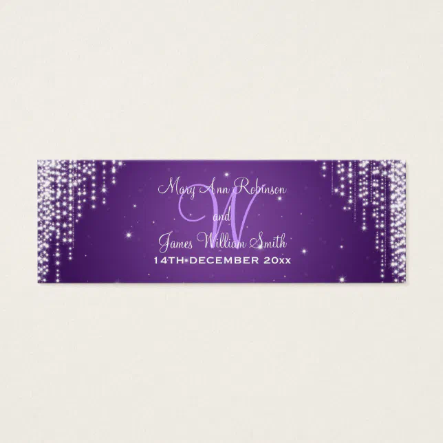 Elegant Wedding Favor Tag Night Dazzle Purple | Zazzle