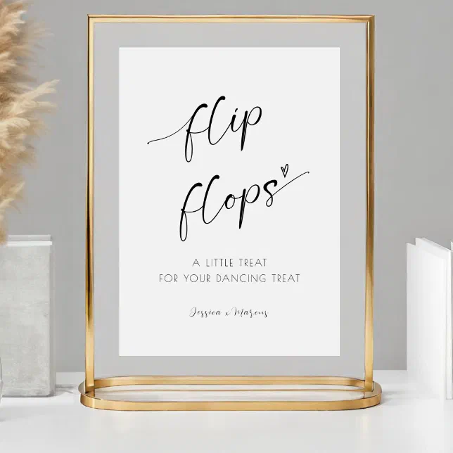 Elegant Wedding Flip Flop Dancing Feet Pedestal Sign | Zazzle
