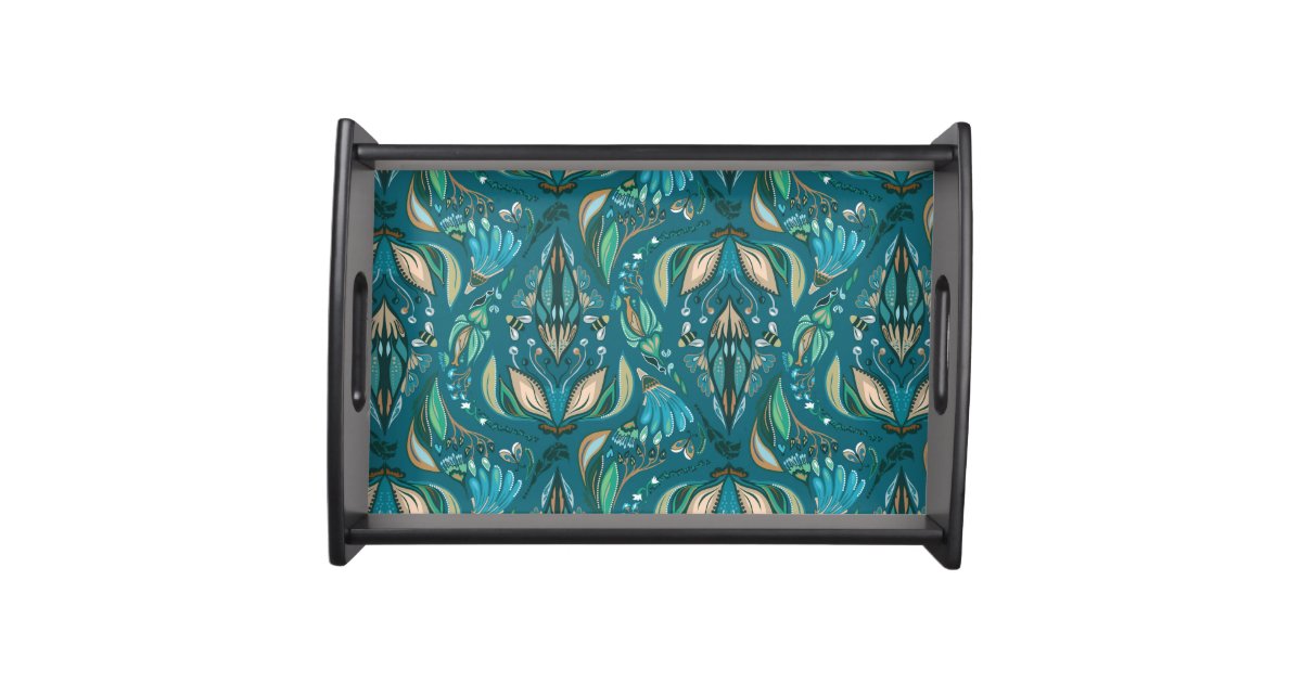 Elegant wedding floral rustic beautiful pattern serving tray | Zazzle