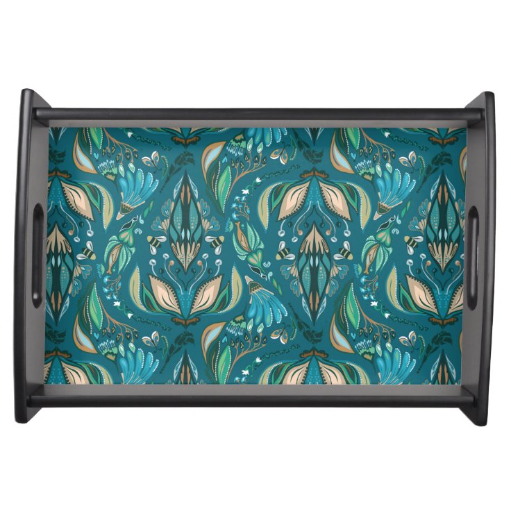 Elegant wedding floral rustic beautiful pattern serving tray | Zazzle