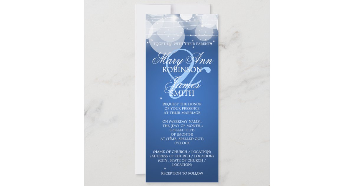 Elegant Wedding Glow & Sparkle Blue Invitation | Zazzle