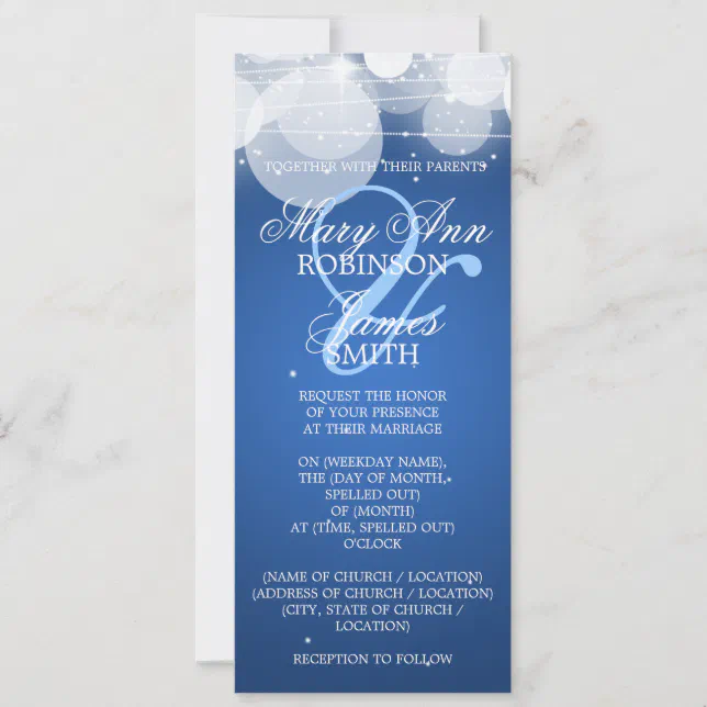 Elegant Wedding Glow & Sparkle Blue Invitation | Zazzle