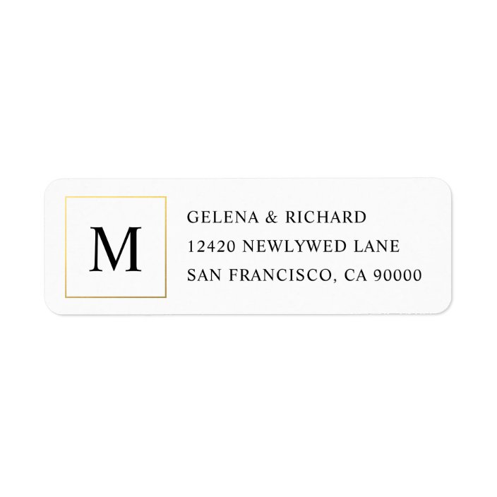 Elegant Wedding Gold Border Monogram Address Label | Zazzle.com