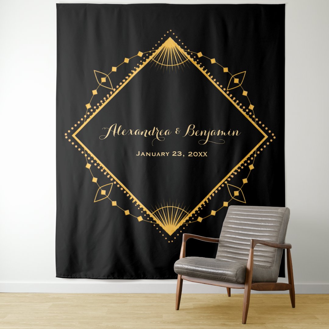 Elegant Wedding Gold Diamond Photo Booth Backdrop | Zazzle