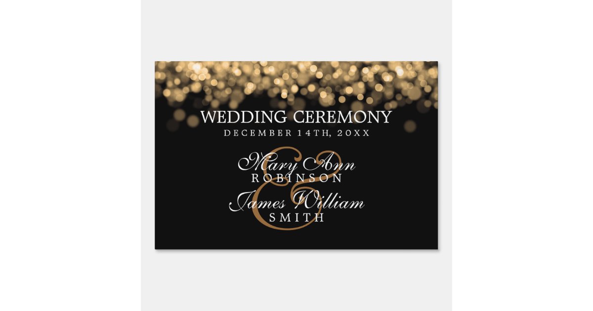Elegant Wedding Gold Lights Sign | Zazzle