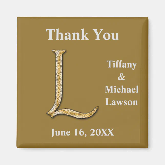 Elegant Wedding Gold Silver Letter L Monogram Magnet | Zazzle