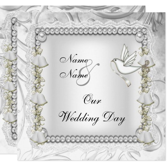 Elegant Wedding Gold White Dove Invitation | Zazzle.com
