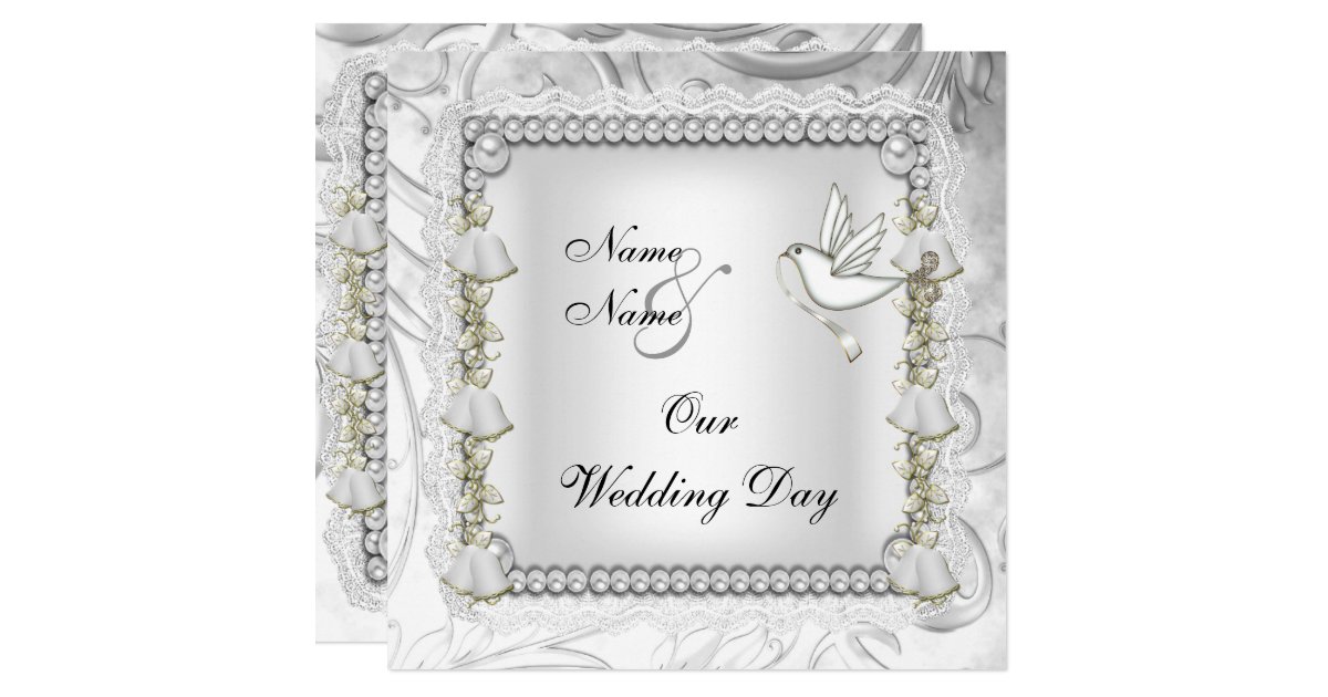 Elegant Wedding Gold White Dove Invitation | Zazzle.com