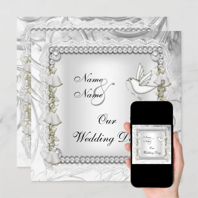 Elegant Wedding Gold White Dove Invitation | Zazzle