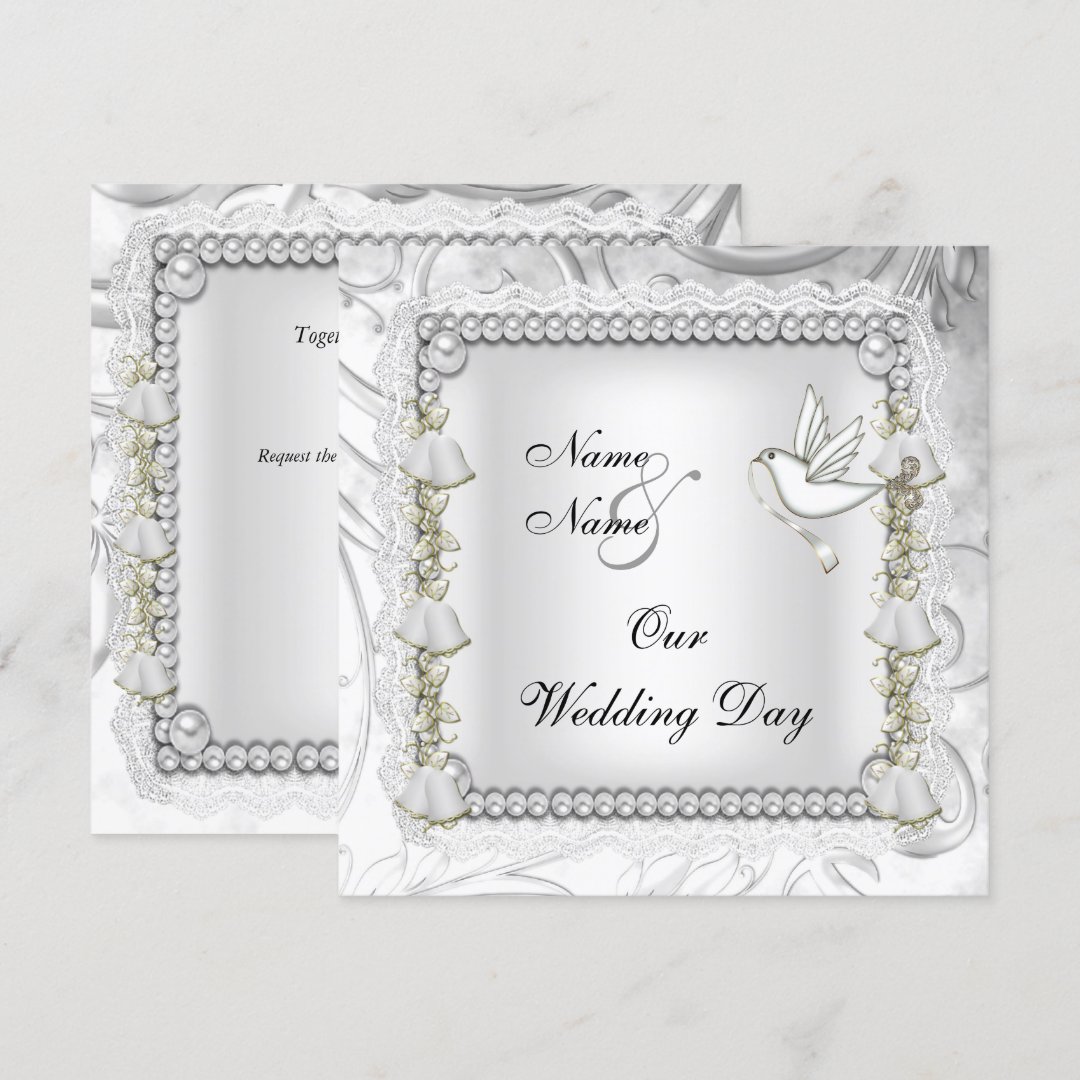 Elegant Wedding Gold White Dove Invitation | Zazzle