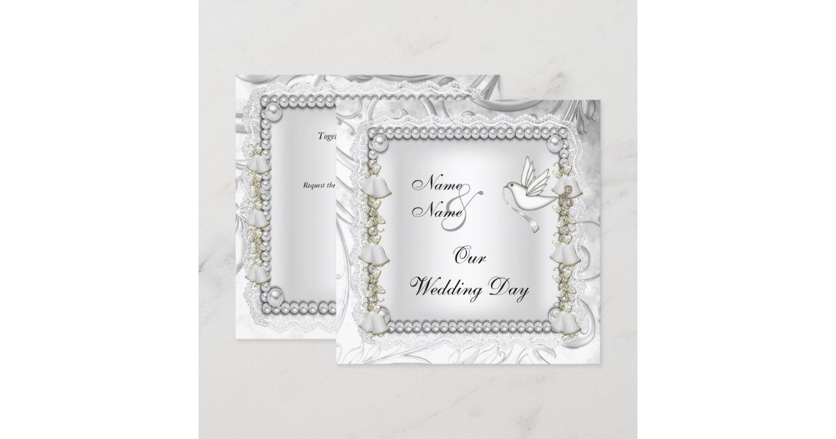 Elegant Wedding Gold White Dove Invitation | Zazzle