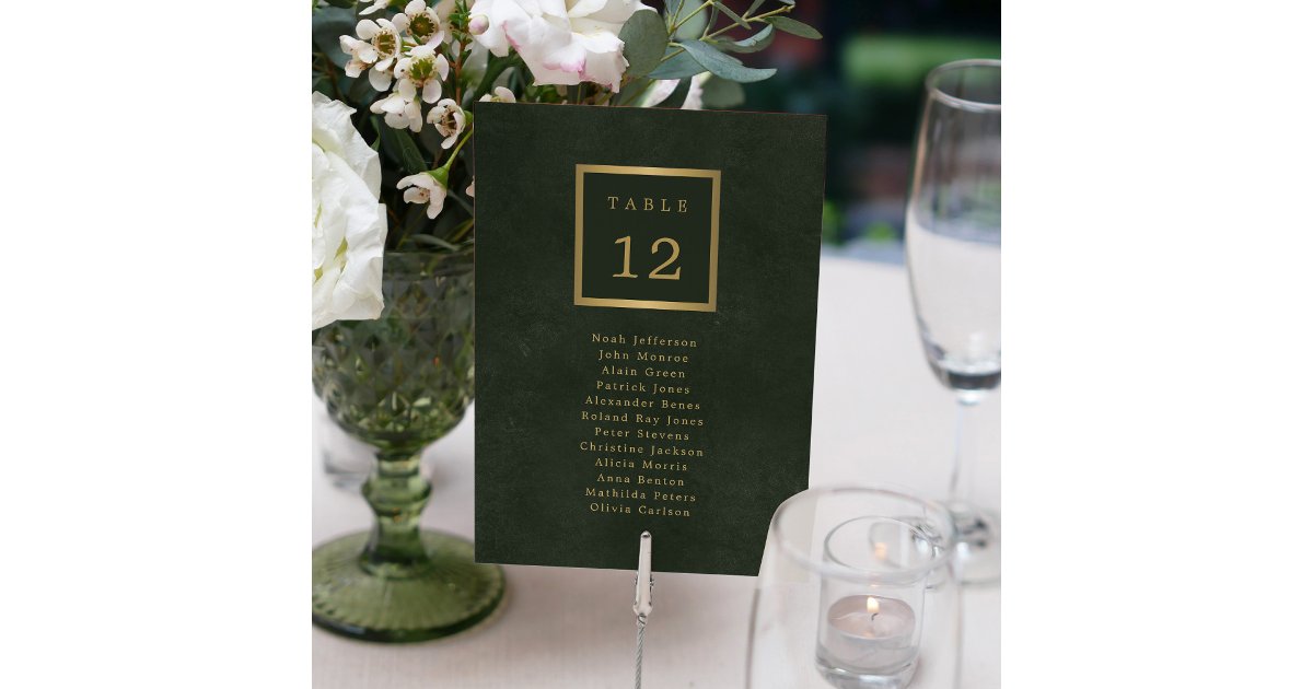 Elegant wedding guests seating chart table number | Zazzle