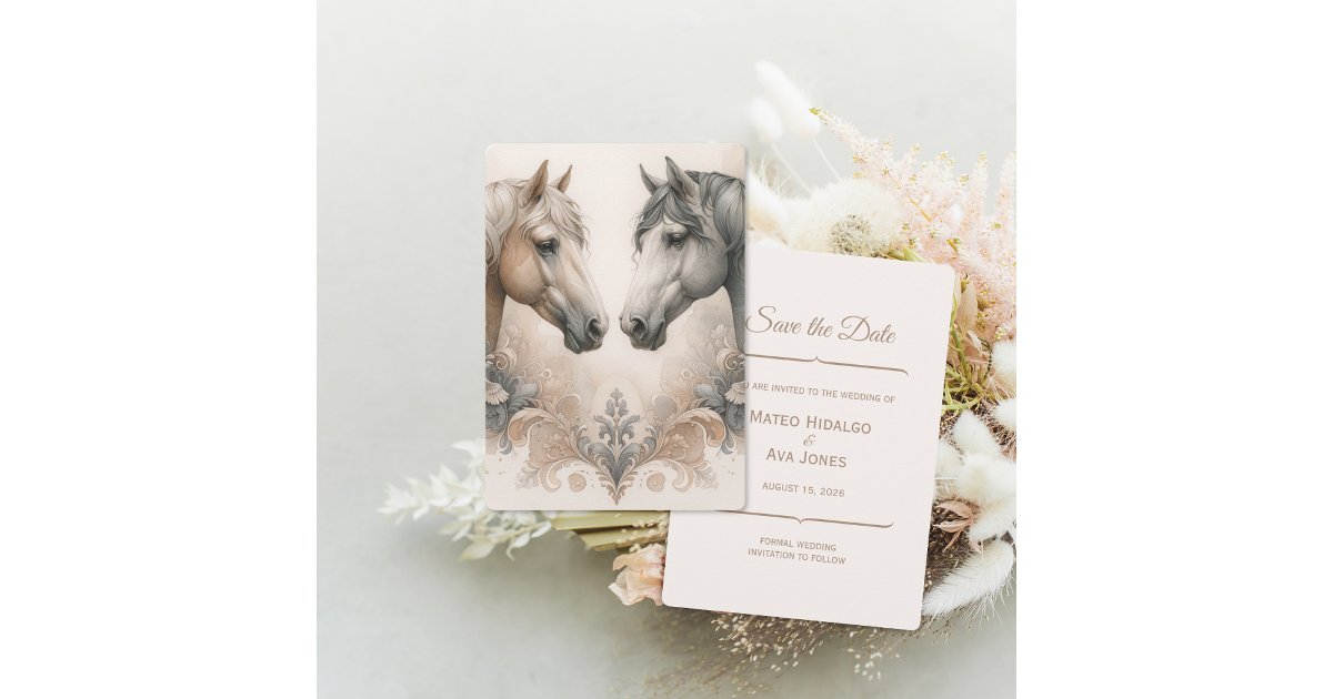Elegant Wedding Horses Save The Date | Zazzle