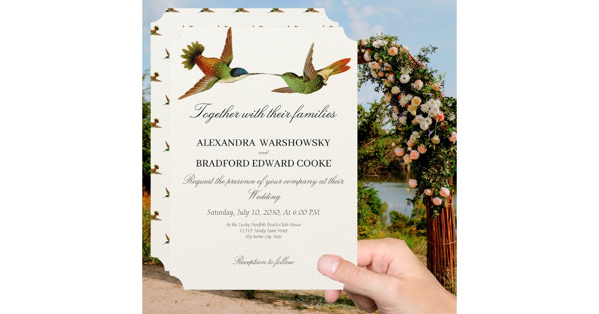 Elegant Wedding Hummingbird wedding invitation | Zazzle