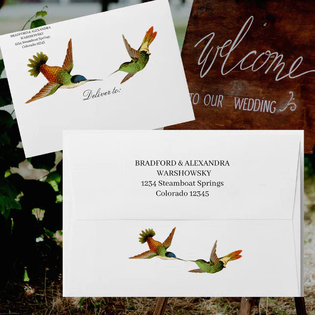 Elegant Wedding Hummingbird wedding invitation Envelope | Zazzle