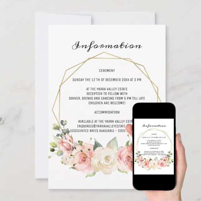 Elegant Wedding Information Card. Invitation | Zazzle