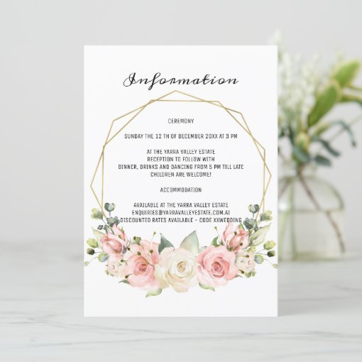 Elegant Wedding Information Card. Invitation | Zazzle