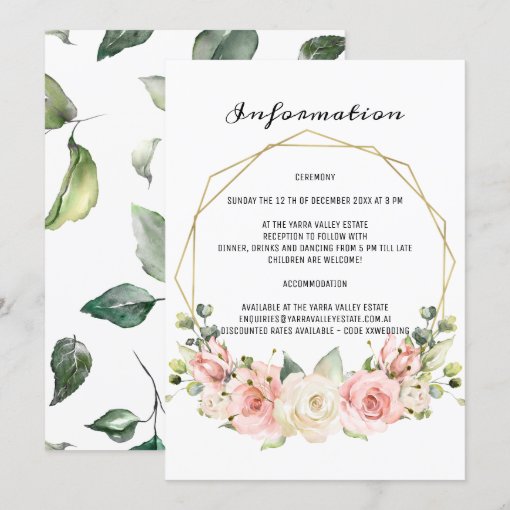 Elegant Wedding Information Card. Invitation | Zazzle