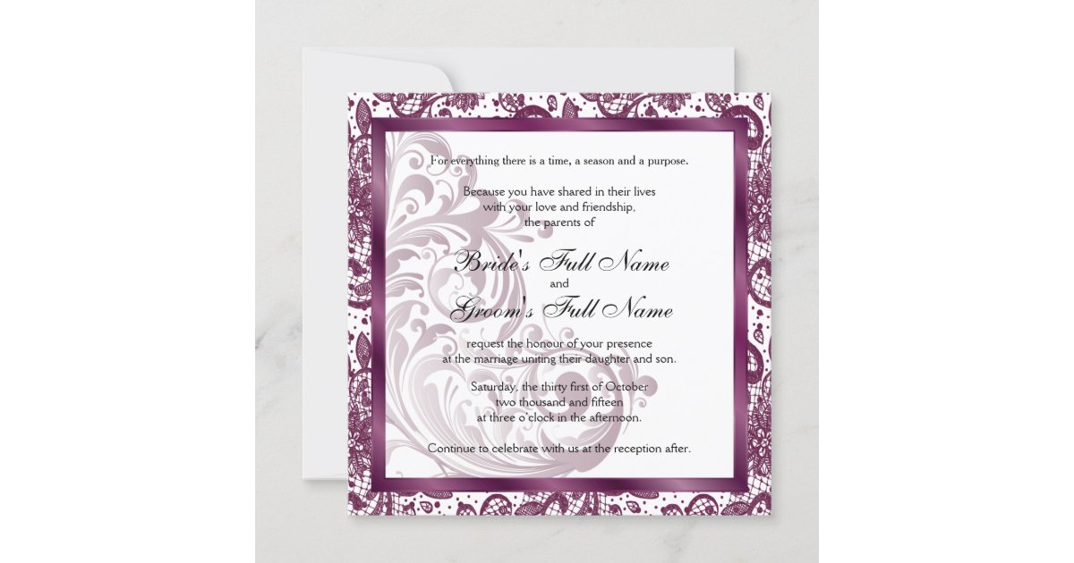 Elegant Wedding Invitation - Purple | Zazzle