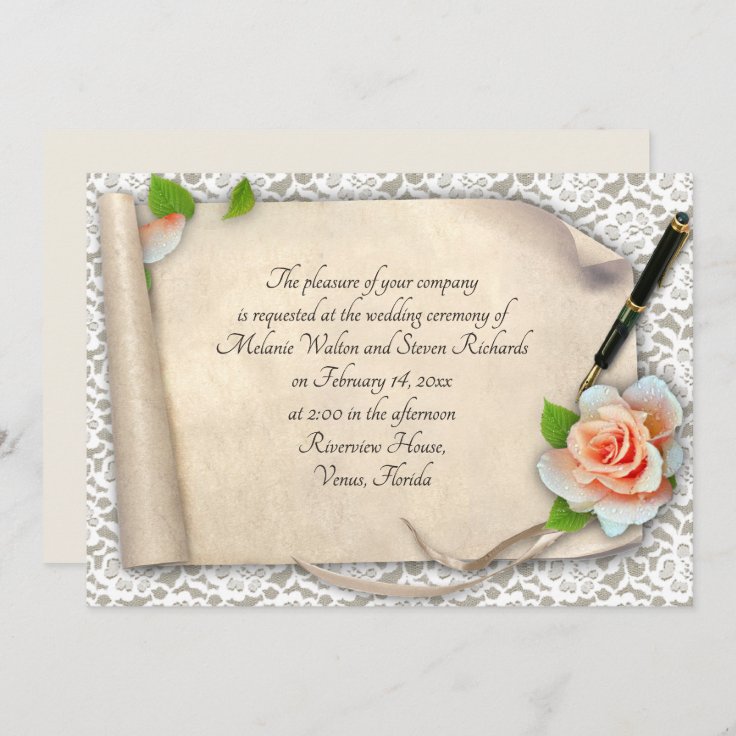 Elegant Wedding Invitation Scroll | Zazzle