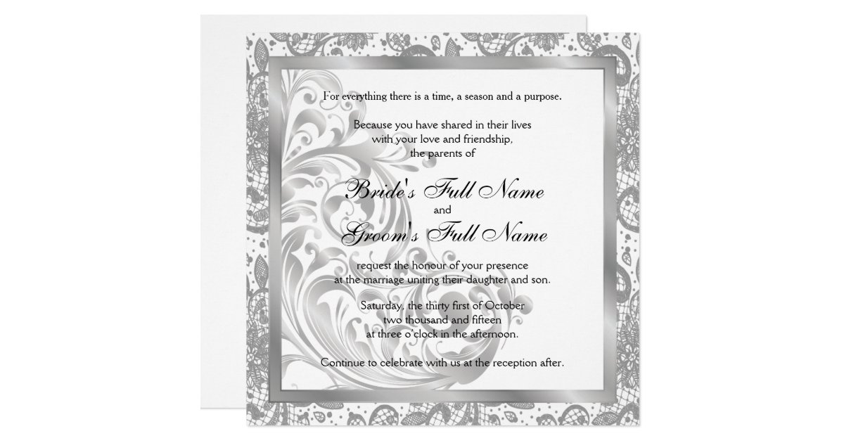 Elegant Wedding Invitation - Silver | Zazzle.com