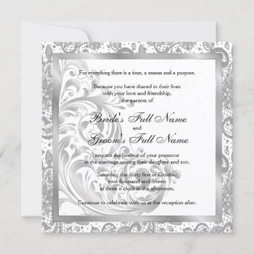 Elegant Wedding Invitation - Silver | Zazzle