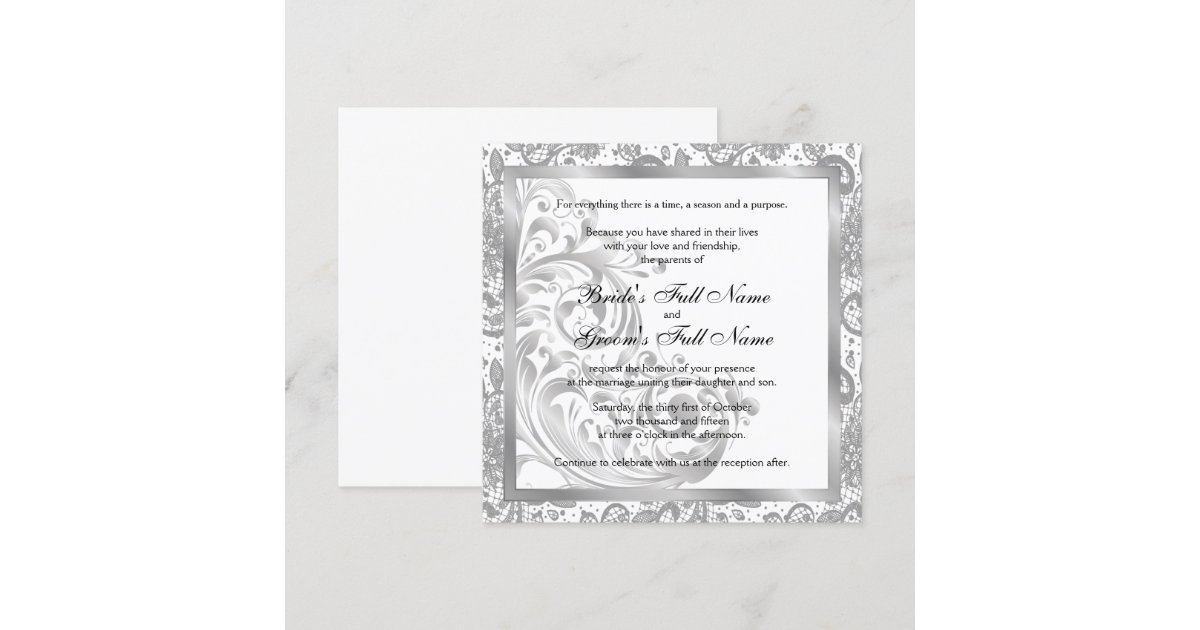 Elegant Wedding Invitation - Silver | Zazzle