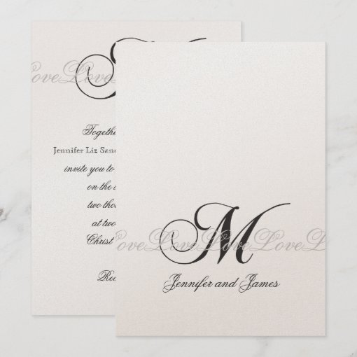 Elegant Wedding Invitations Monogram M Love | Zazzle