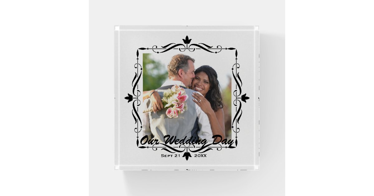Elegant Wedding Keepsake Custom Photo Paperweight | Zazzle