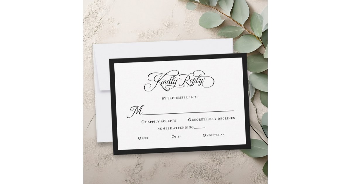 Elegant Wedding Kindly Reply Calligraphy RSVP Card | Zazzle