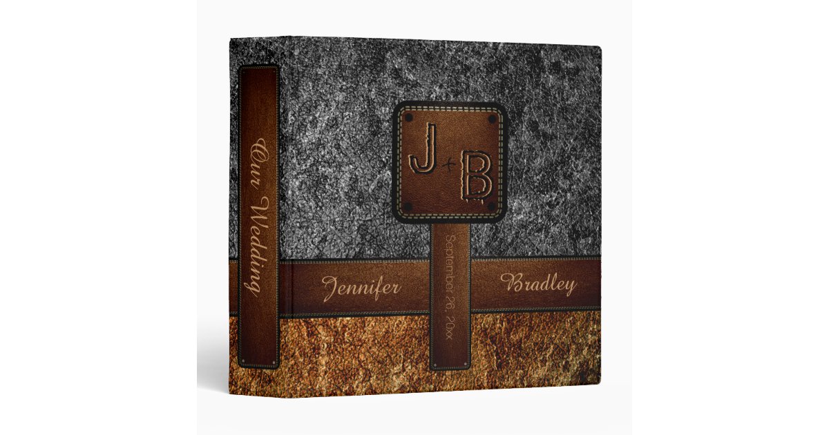 Elegant Wedding Leather Look Binder | Zazzle