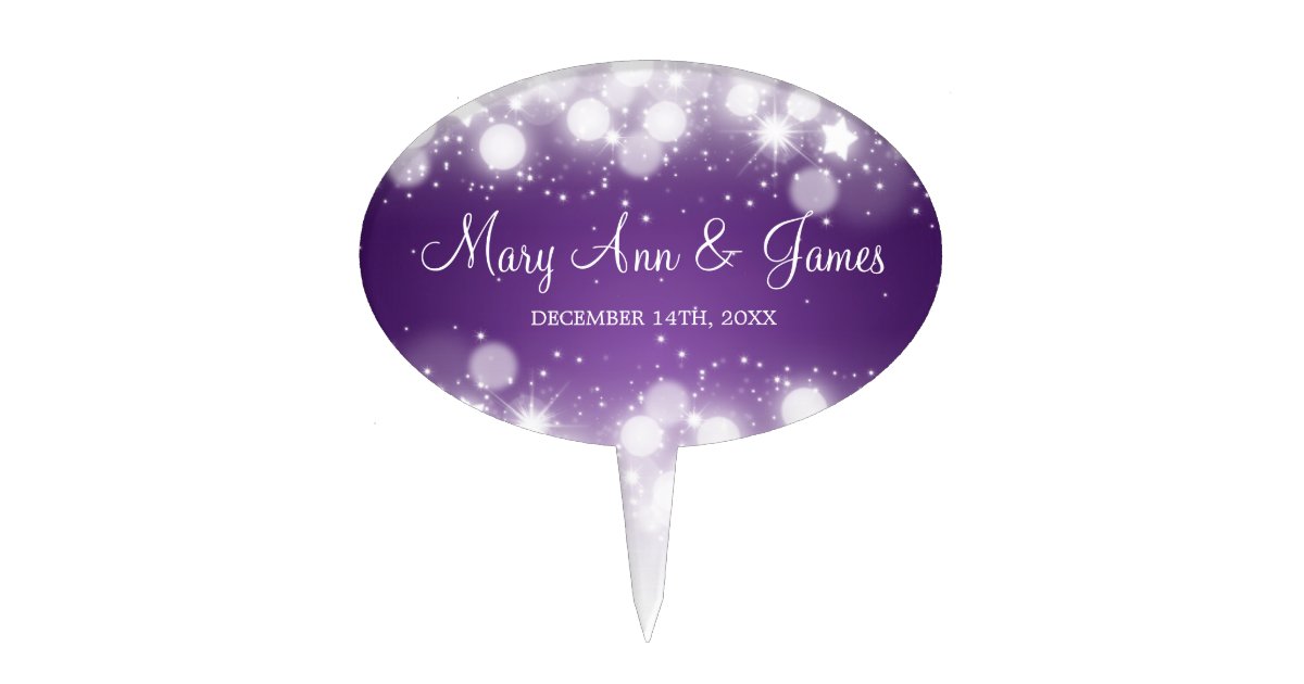 Elegant Wedding Magic Sparkle Purple Cake Topper | Zazzle