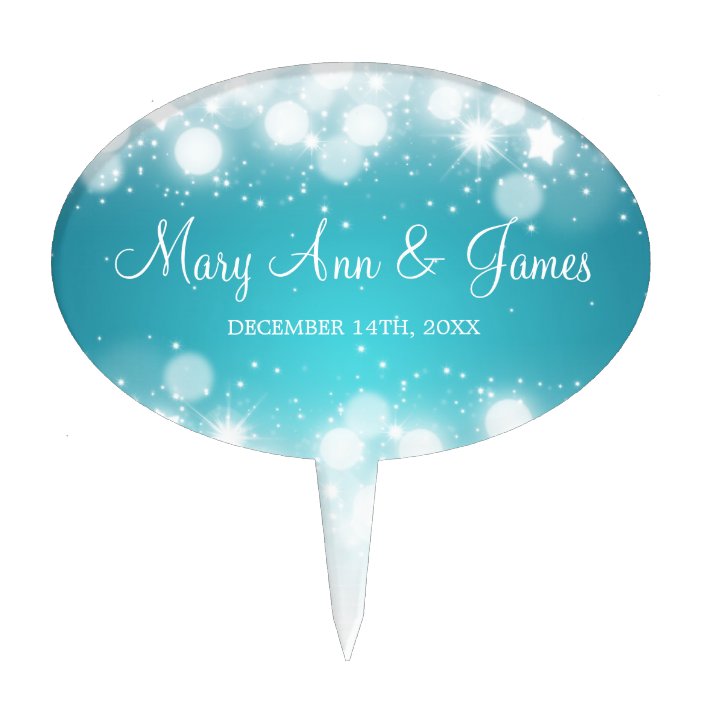 Elegant Wedding Magic Sparkle Turquoise Cake Topper | Zazzle.com