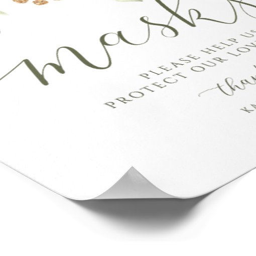 Elegant Wedding Masks Sign Greenery Foliage | Zazzle