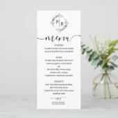 Elegant Wedding Menu Floral Monogram Card | Zazzle
