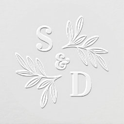 Elegant wedding monogram greenery leaves embosser | Zazzle