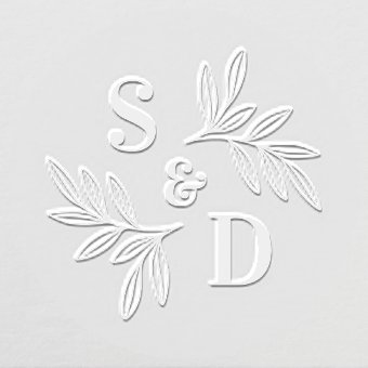 Elegant wedding monogram greenery leaves embosser | Zazzle