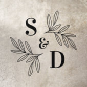 Elegant wedding monogram greenery leaves floor decals | Zazzle