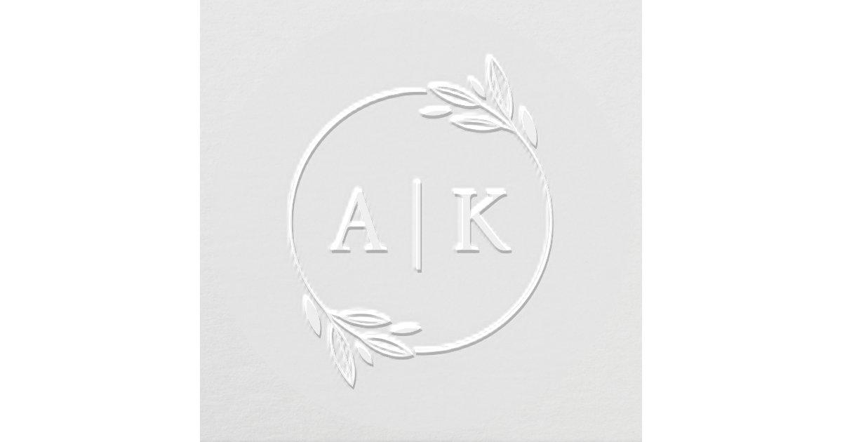 Elegant Wedding Monogram Greenery Wreath Embosser | Zazzle