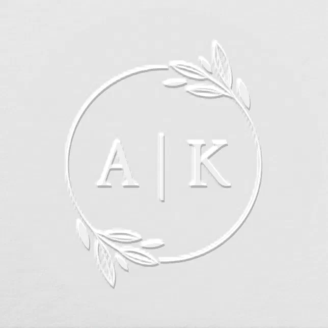 Elegant Wedding Monogram Greenery Wreath Embosser | Zazzle