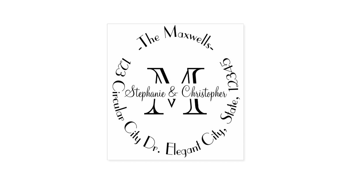Elegant Wedding Monogram Letter Address Stamp | Zazzle