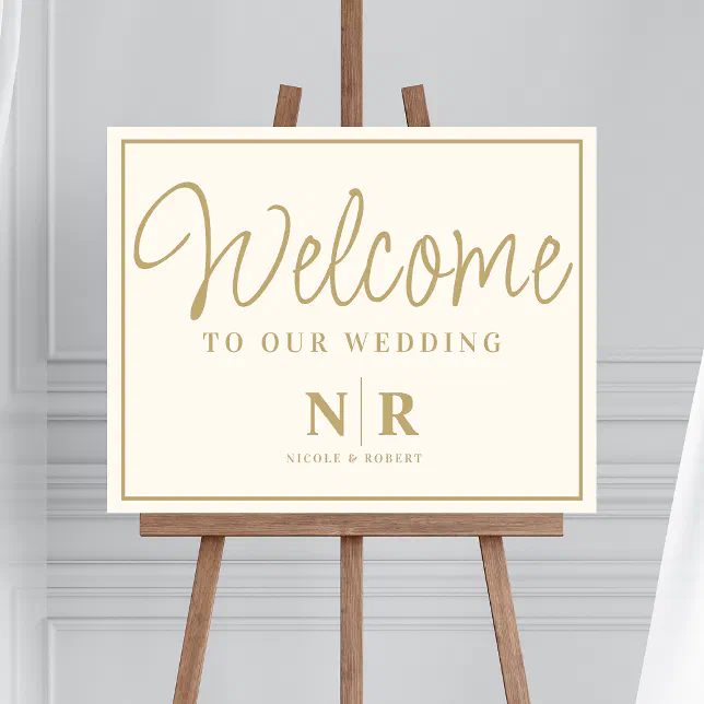 Elegant Wedding Monogram Personalized Welcome Sign | Zazzle