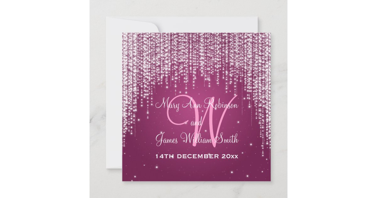 Elegant Wedding Night Dazzle Berry Pink Invitation | Zazzle