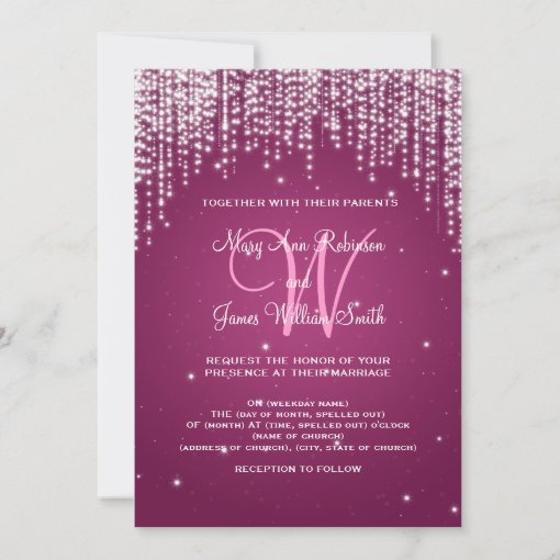 Elegant Wedding Night Dazzle Berry Pink Invitation | Zazzle