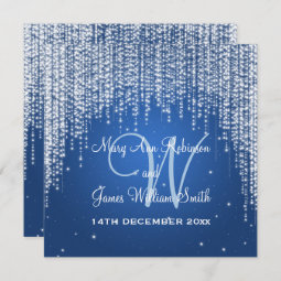Elegant Wedding Night Dazzle Dark Blue Invitation | Zazzle