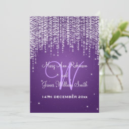 Elegant Wedding Night Dazzle Purple Invitation | Zazzle